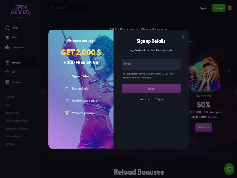 Spin Fever Casino Login and Registration